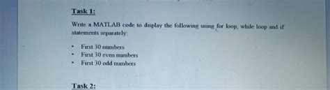 Solved Write A MATLAB Code To Display The Following Using Chegg