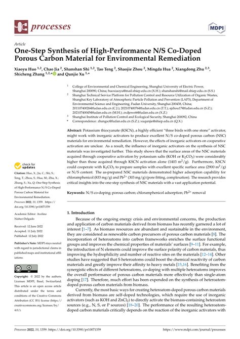 Pdf One Step Synthesis Of High Performance Ns Co Doped Porous Carbon Material For
