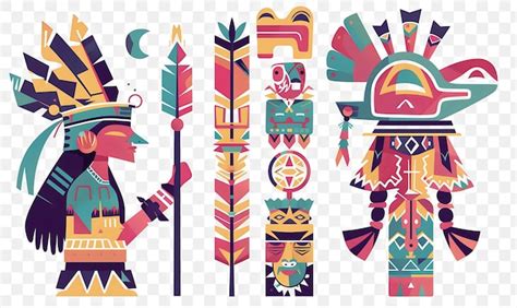 영들과 의사소통하는 샤만 Shamans Communicating With Spirits 디자인은 원주민에서 영감을 받은 2d 아이디어 게임 자산 플래트 아트 Flat