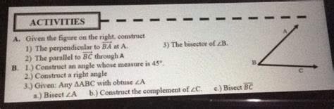 Solved Activities A Given The Figure On The Right Construct 1 The