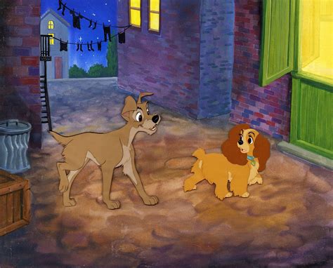Walt Disney Studio Artists Lady And The Tramp Original Production Cel