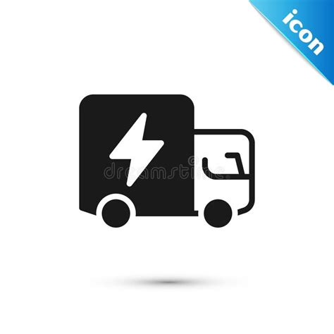 Grijs Pictogram Van Elektrische Vrachtwagen Geïsoleerd Op Witte