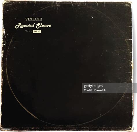 Vintage Worn Vinyl Record Sleeve Blank In Black High Res Vector Graphic