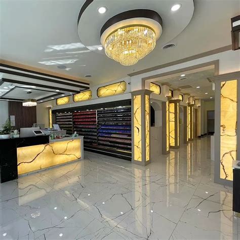 Beige Artificial Alabaster Backlit Tile Walling Cladding Panel For Spa