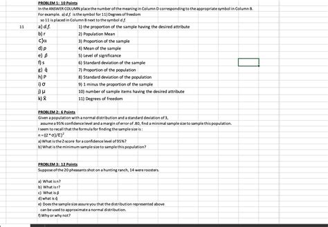 Solved PROBLEM Points In The ANSWER COLUMN Place The Chegg