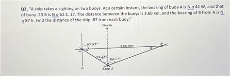 Solved Q2 ﻿a Ship Takes A Sighting On Two Buoys At A