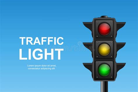 Vector Realistic Hanging Traffic Signal With Green Yellow And Red