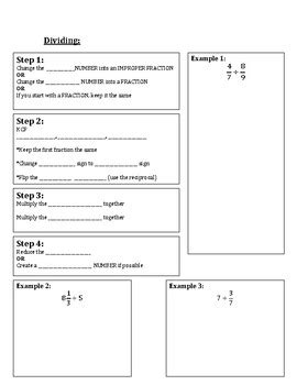 Notes For Multiplying And Dividing Fractions And Mixed Numbers TpT