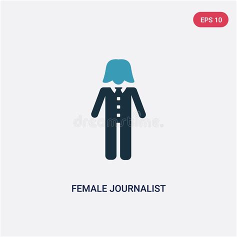 Two Color Female Journalist Talking About Science News Vector Icon From