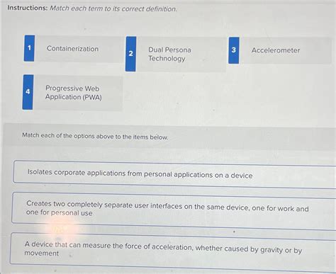 Solved Instructions Match Each Term To Its Correct