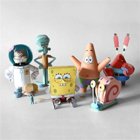 Spongebob And Friends Papercraft The Whole Collection Paper Crafts Spongebob Crafts Paper Toys
