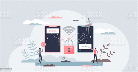 Encryption As Data Coding Security Feature For Messages Tiny Person Concept Stock Illustration