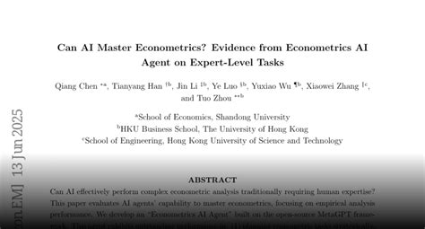 Paper Page Can Ai Master Econometrics Evidence From Econometrics Ai