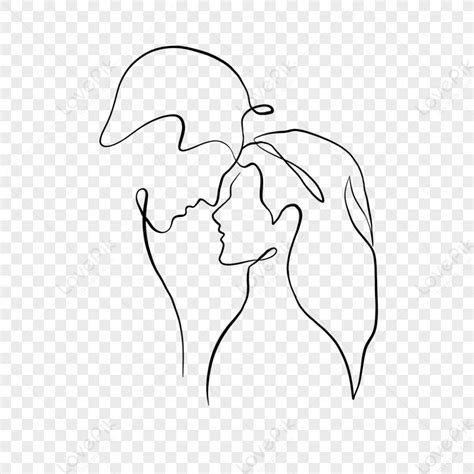 Minimalist Style On Forehead Couple Valentines Day Line Drawing Dai