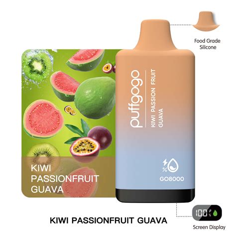 Puffgogo Go8000 Disposable 8000 Puffs Kiwi Passionfruit Guava Tenvape