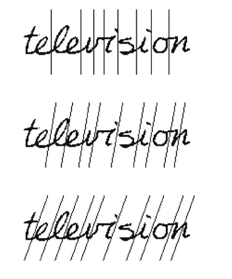 Three Segmentations Of The Word Television Using Separator Lines With