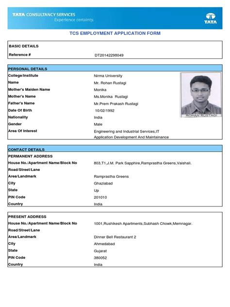 Tcs Application Pdf Background Check Employment