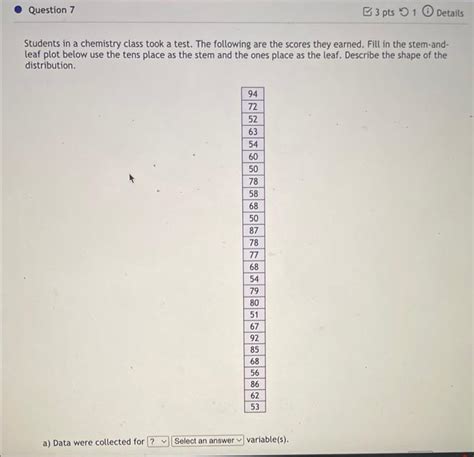 Solved Students In A Chemistry Class Took A Test The