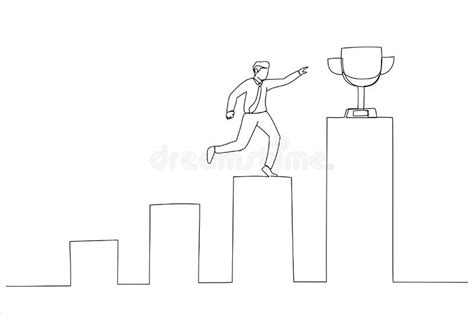 Illustration Of Businessman Professional Step Up Growing Bar Graph To