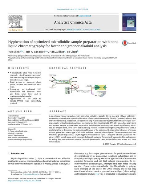 Pdf Hyphenation Of Optimized Microfluidic Sample Preparation With
