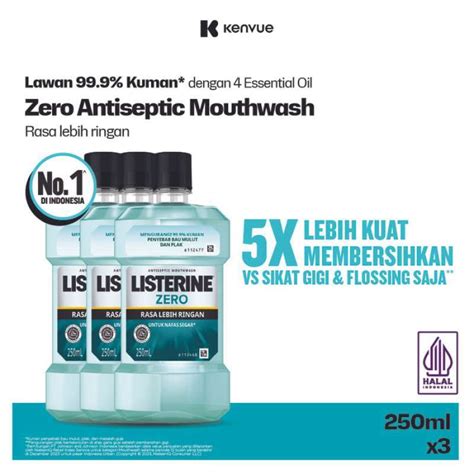 Jual Listerine Coolmint Zero Mouthwash Obat Kumur Antiseptik 250ml Isi