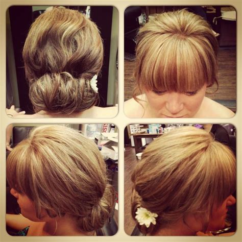 Low Volumed Bun With Bangs Braids With Curls Hair Designs Hair Makeup