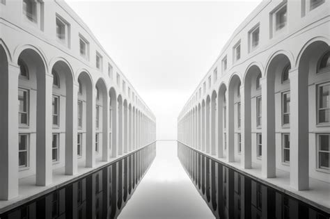 Simetría Arquitectónica En Monocromo Minimalista Foto Premium