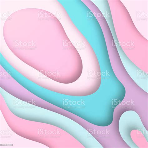 종이 잘라 배경입니다 파스텔 색상 추상적 인 물결 모양유행 3d 디자인 3차원 형태에 대한 스톡 벡터 아트 및 기타 이미지