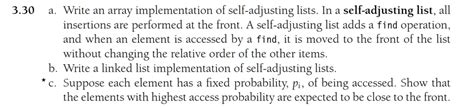 330 A Write An Array Implementation Of Self Adjusting Lists In A