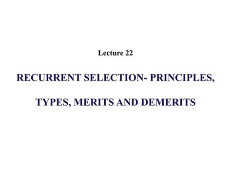 Recurrent Selection Ppt