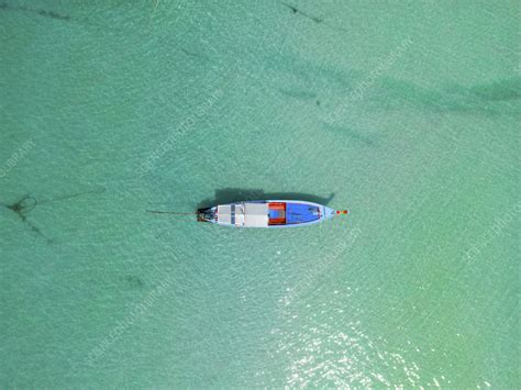 Aerial View Of Longtail Boat On Sairee Beach Thailand Stock Image