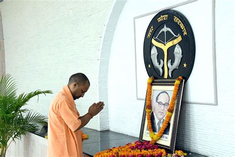 Up Cm Yogi Adityanath Pays Floral Tribute To Br Ambedkar On His Birth