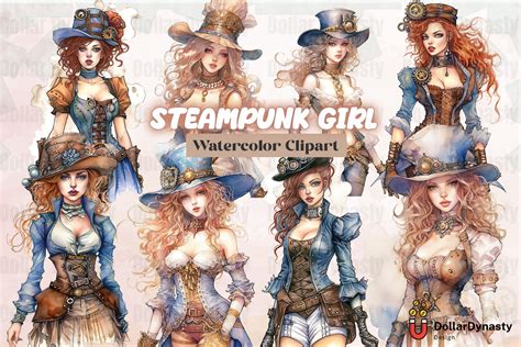 Steampunk Girl Watercolor Sublimation Graphic By Dollar Dynasty
