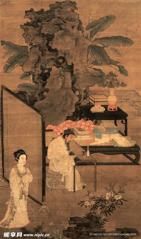 听琴图设计图 绘画书法 文化艺术 设计图库 昵图网
