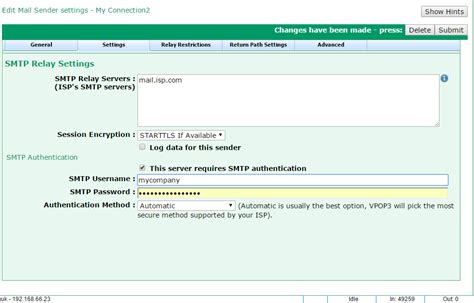 Settings SMTP Relay
