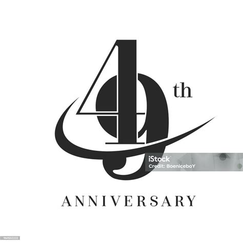 49 주년 기념 행사 간단한 디자인 모노 그램 그림 벡터 아이콘 간단한 년 생일 로고 라벨 흑인과 백인 절연 개성 개념에 대한