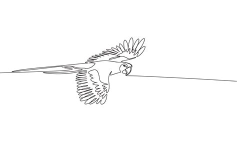 Flying Parrot One Line Continuous Abstract Conception Of Tropical Bird