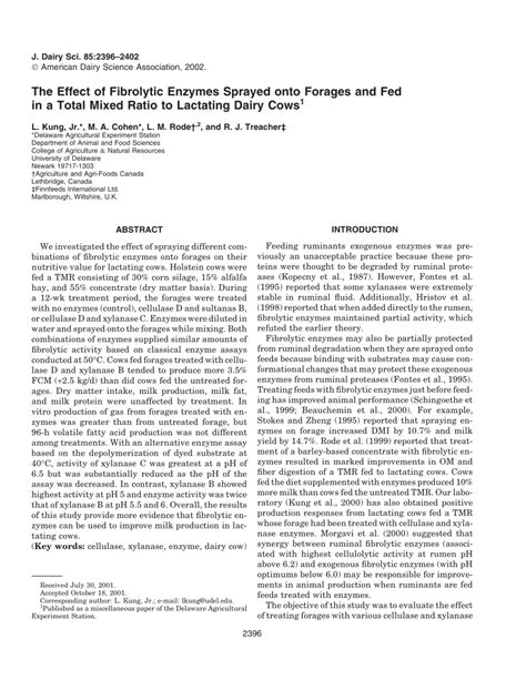 Pdf The Effect Of Treating Forages With Fibrolytic Enzymes On Its Nutritive Value And