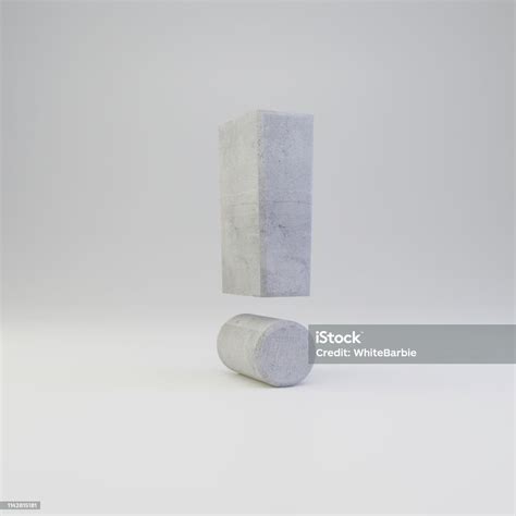 白い背景に分離された石膏テクスチャを持つコンクリートの感嘆符記号 3dのストックフォトや画像を多数ご用意 3d まぶしい