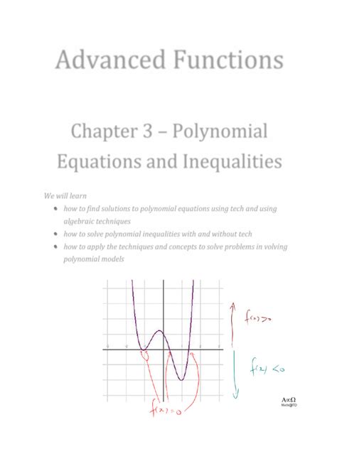 Mhf4u Chapter 3 Polynomial Equations Pdf Equations Factorization