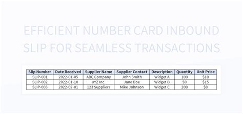 Free Inbound Slip Templates For Google Sheets And Microsoft Excel