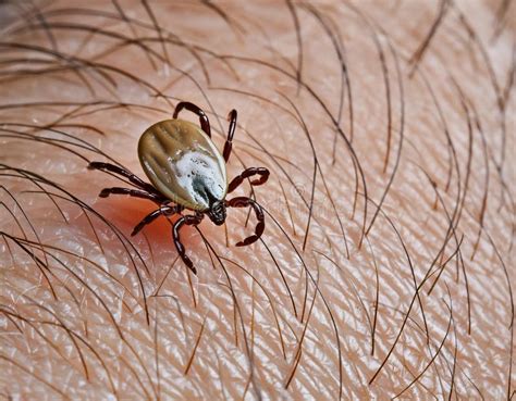 Crawling Deer Tick On Human Hairy Skin Background Ixodes Ricinus Or