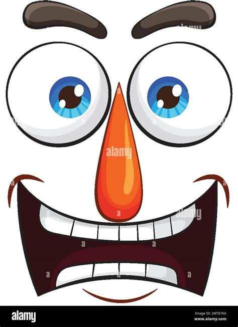 Colorful Exaggerated Cartoon Face With A Funny Expression Stock Vector