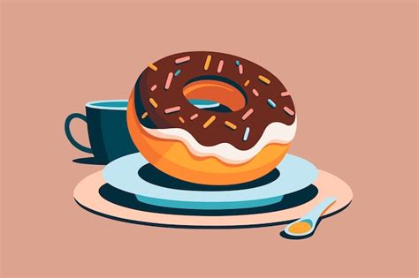 Premium Vector Donut And Cup Of Coffee