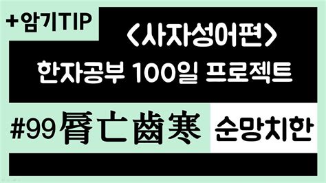 순망치한사자성어한자강의공무원한자한자급수한자공부100일프로젝트 Youtube
