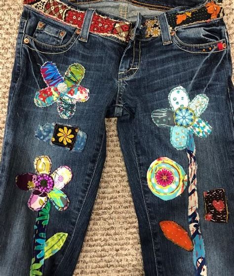 Patchworkjeans Hippie Boho Denim Patchwork Aus Recyceltem Retro Etsy