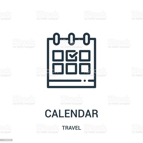 從旅行集合的日曆圖示向量細線日曆輪廓圖示向量插圖用於 Web 和移動應用程式徽標列印媒體的線性符號向量圖形及更多事件圖片 Istock