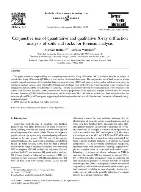 Pdf Conjunctive Use Of Quantitative And Qualitative X Ray Diffraction
