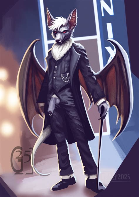Rule 34 Anthro Back Wings Balls Bat Bat Wings Black Body Black Fur Black Tie Suit Cane
