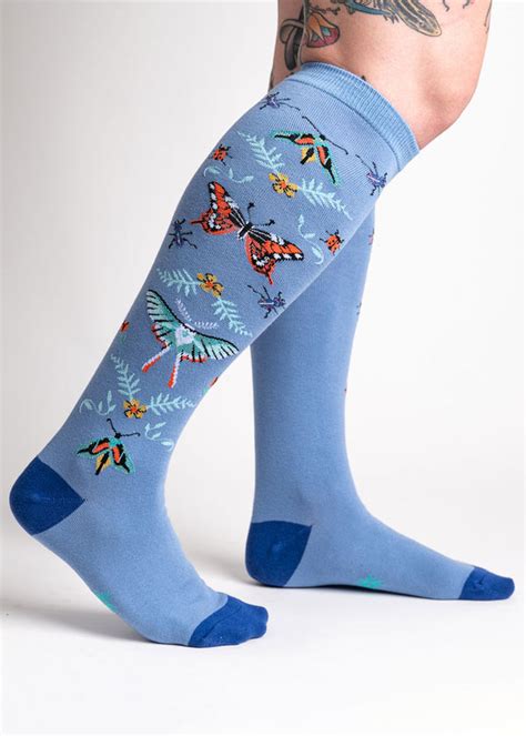 Butterfly Shimmer Knee Socks Metallic Bug Socks For Her Cute But